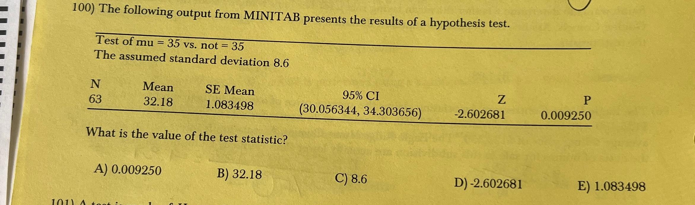 Solved The following output from MINITAB presents the | Chegg.com