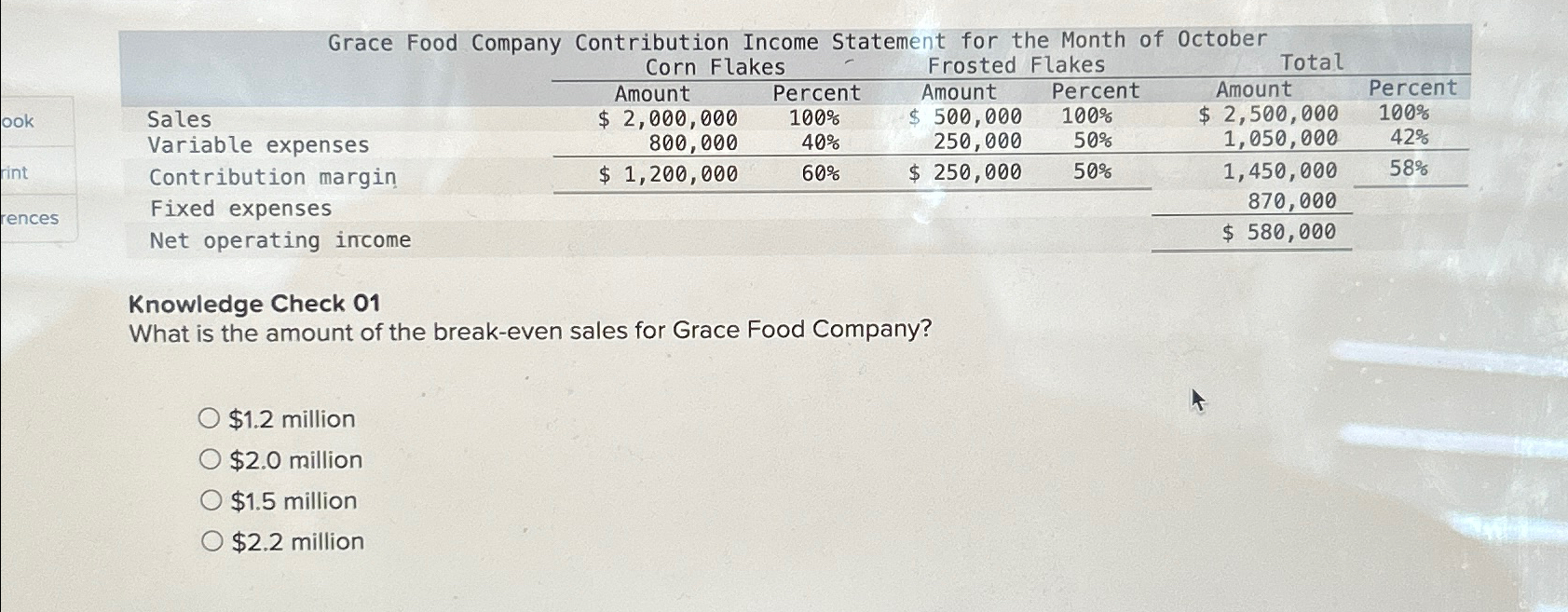 Solved \table[[Grace Food | Chegg.com