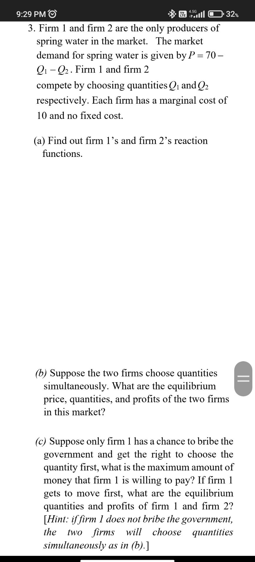 Solved 9:29 ﻿PM 'ㅇ)3. ﻿Firm 1 ﻿and firm 2 ﻿are the only | Chegg.com