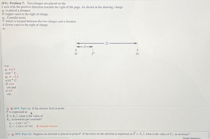 Solved (8\%) Problem 6: In the figure, the point charges are | Chegg.com