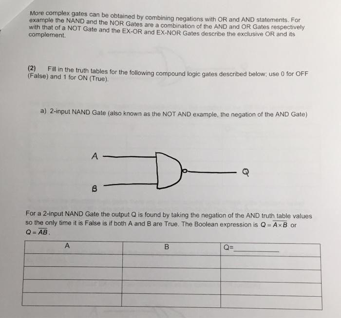 Solved more complex gates can be obtained by combining | Chegg.com