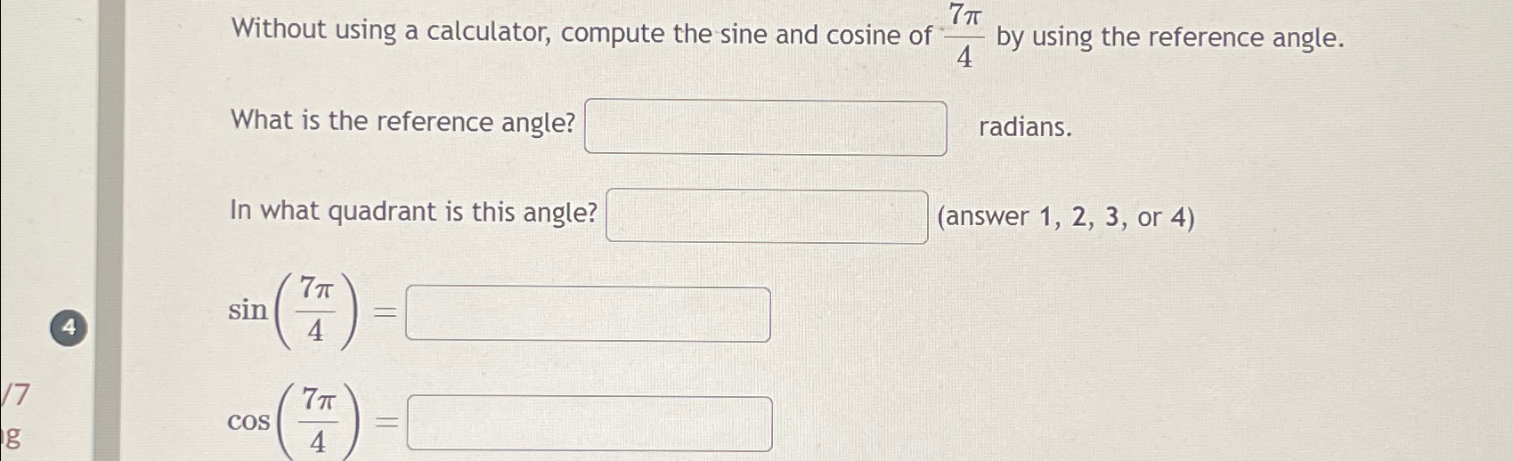 Solved Without using a calculator, compute the sine and | Chegg.com