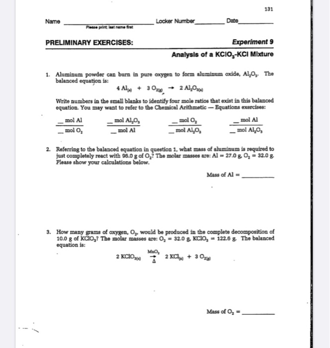 Solved 131 Locker Number Date Name Please print last name | Chegg.com