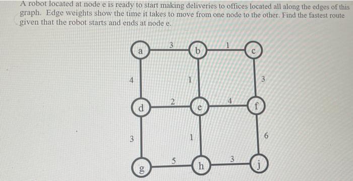 Solved A robot located at node e is ready to start making | Chegg.com