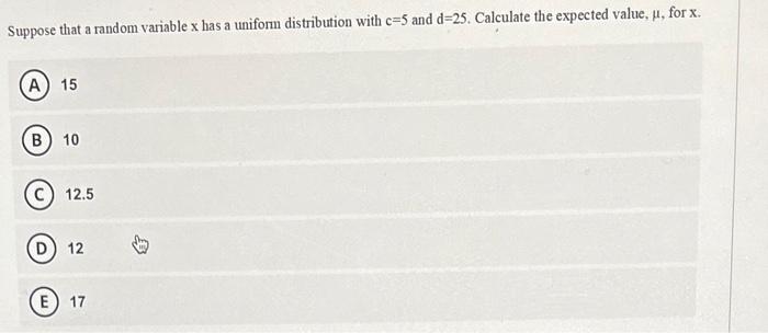 Solved Suppose that a random variable x has a uniform | Chegg.com