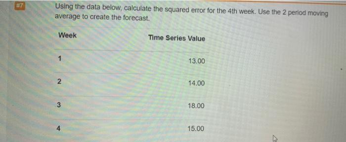 Solved #7 Using the data below, calculate the squared error | Chegg.com