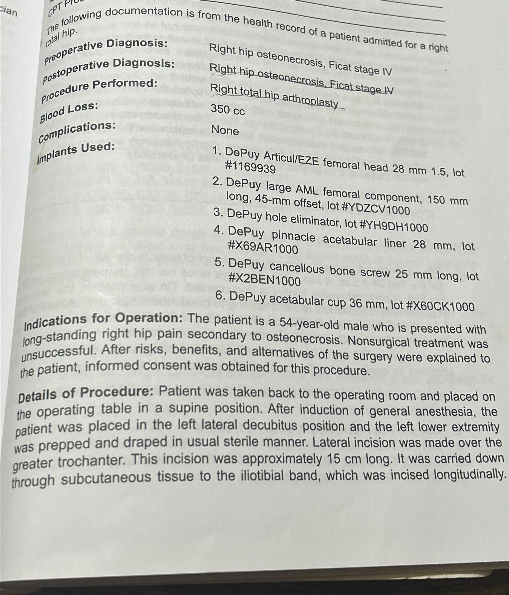 Solved the following documentation is from the health record | Chegg.com