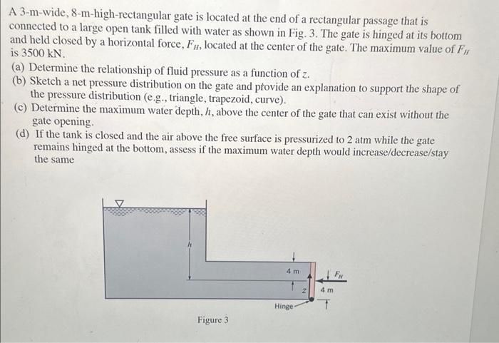 Solved A 3-m-wide, 8-m-high-rectangular gate is located at | Chegg.com
