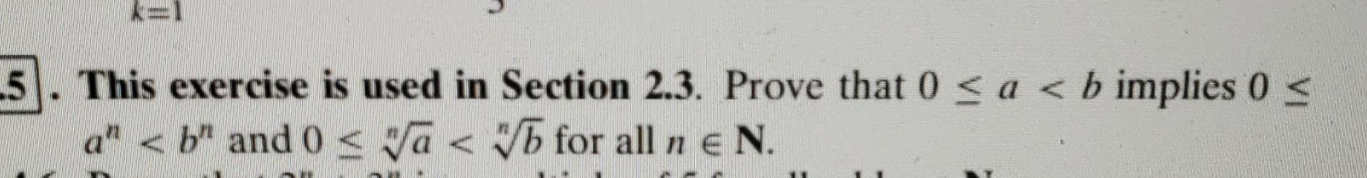 Solved This exercise is used in Section 2.3. Prove that 0≤a | Chegg.com