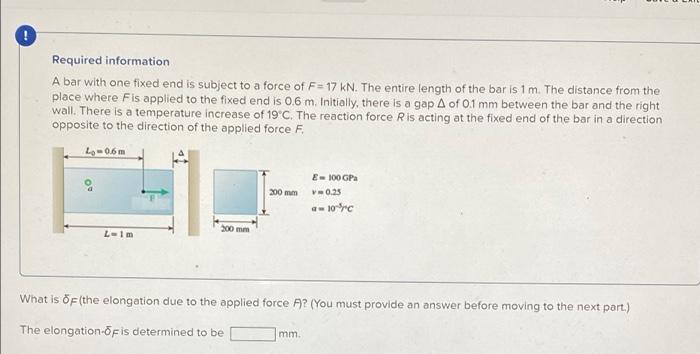 Solved ! Required information A bar with one fixed end is | Chegg.com