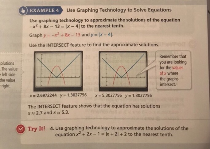 Solved EXAMPLE 4 Use Graphing Technology to Solve Equations | Chegg.com