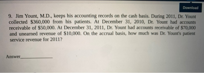 Solved Download 9. Jim Yount, M.D., keeps his accounting | Chegg.com