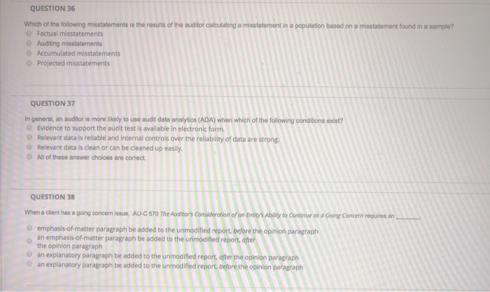 Solved QUESTION 36 Which of the following misstatements is | Chegg.com