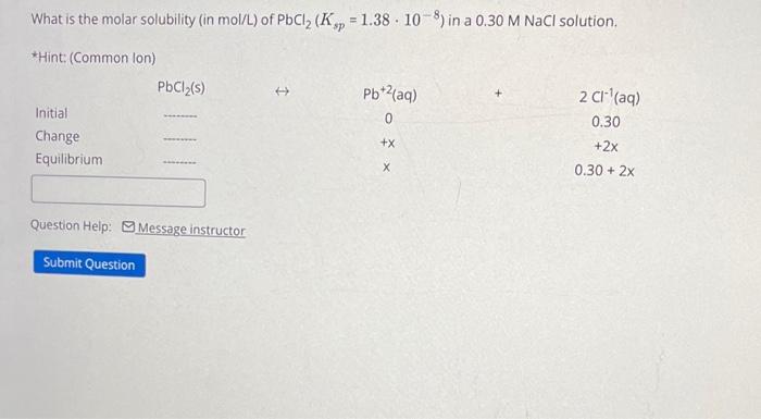 Solved The Ksp of PbCl2 is 1.38⋅10−8M. Calculate the | Chegg.com