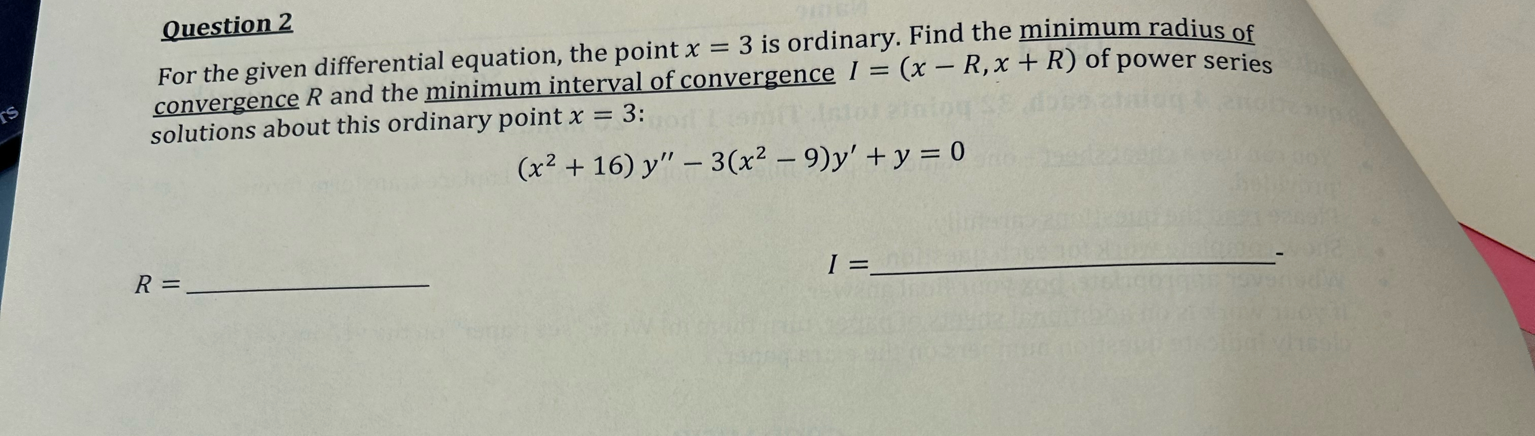 Solved Question 2For the given differential equation, the | Chegg.com