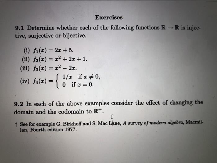 Solved Exercises 9.1 Determine whether each of the following | Chegg.com