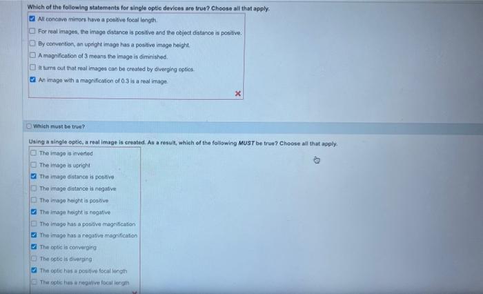 Solved Which of the following statements for single optic | Chegg.com