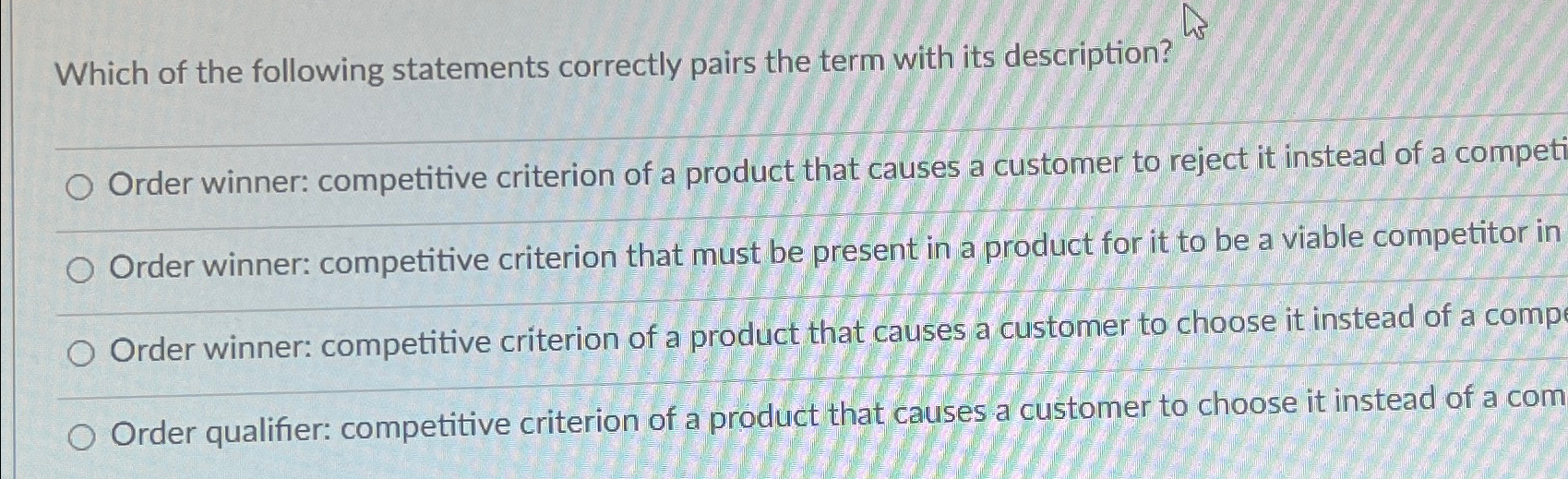 Solved Which of the following statements correctly pairs the | Chegg.com