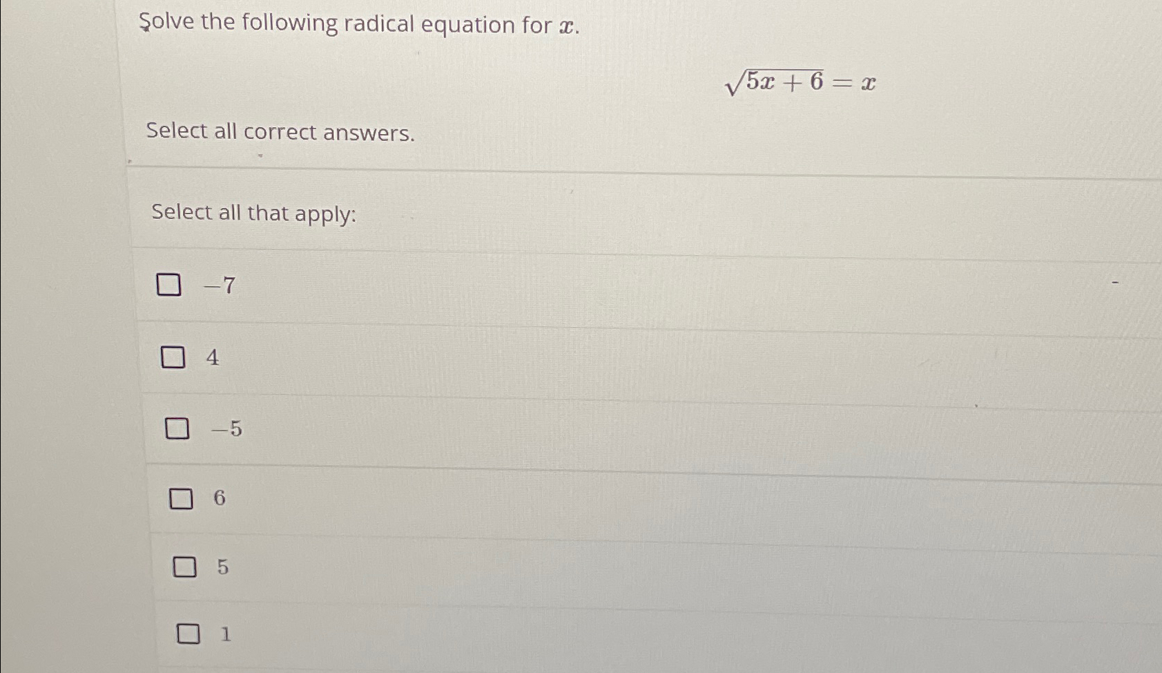 Solve the following radical equation for | Chegg.com