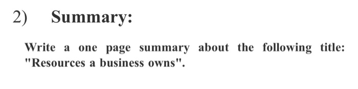 Solved 2) Summary: Write a one page summary about the | Chegg.com