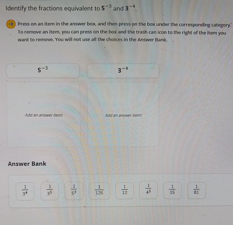 Solved Identify the fractions equivalent to 5-3 ﻿and | Chegg.com