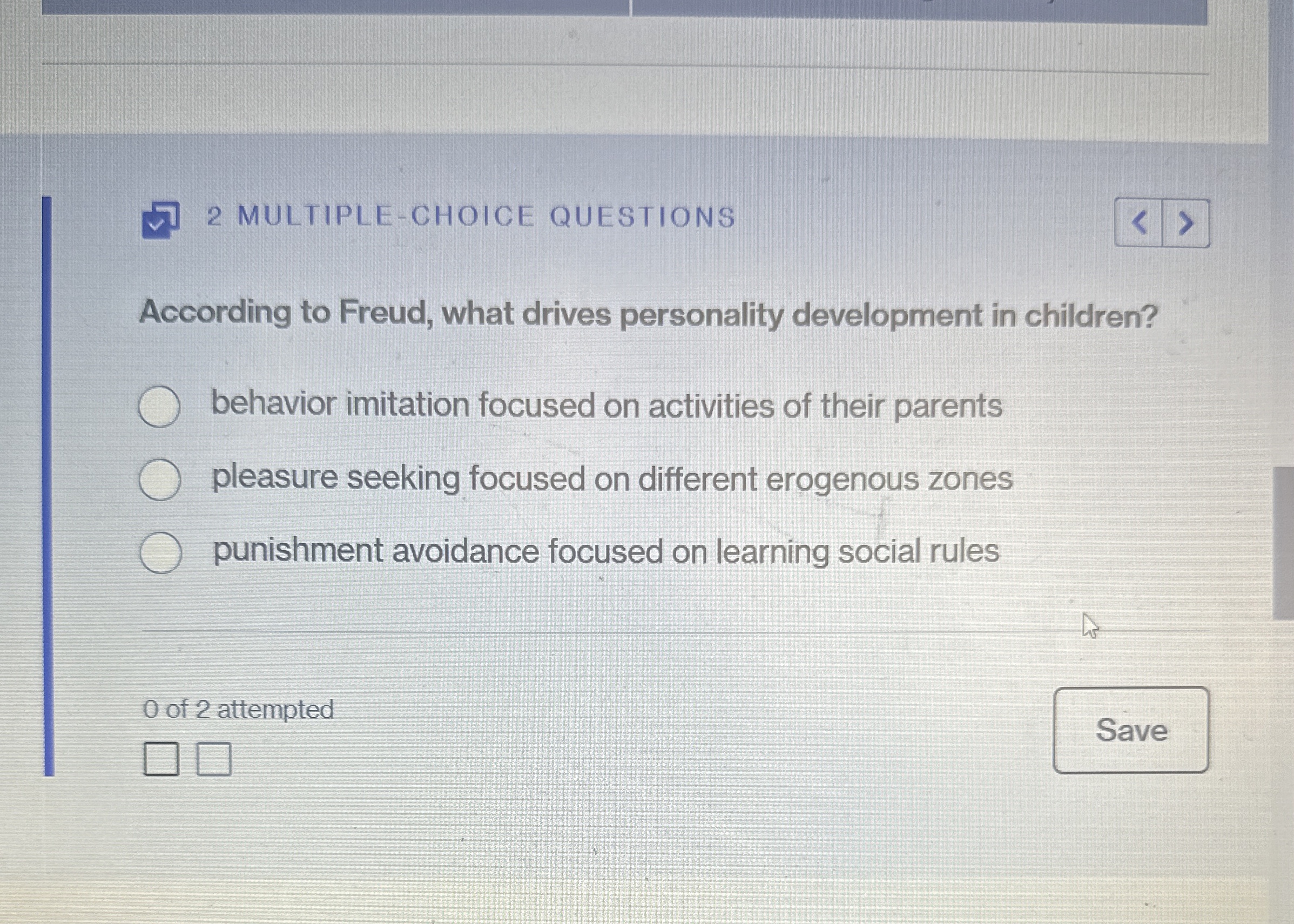 Solved 2 ﻿MULTIPLE-CHOICE QUESTIONSAccording to Freud, what | Chegg.com