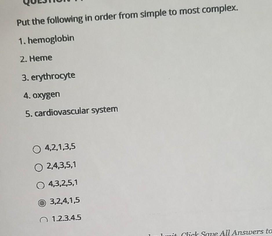 Solved Put the following in order from simple to most | Chegg.com