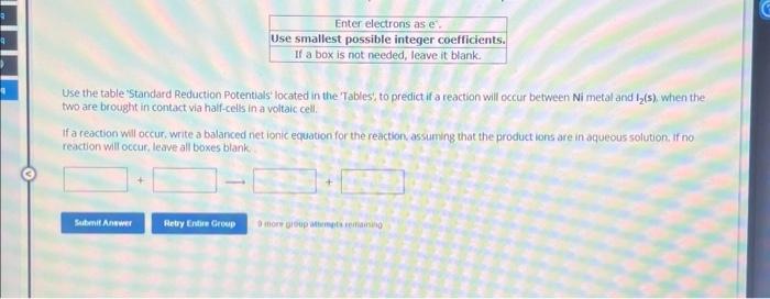 Solved Use The Table Standard Reduction Potentials Located