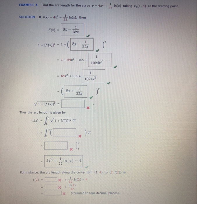 Solved EXAMPLE 4 Find the arc length for the curve y = 4x2 - | Chegg.com