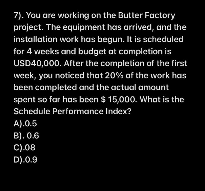 Solved 1). If the earned value is $50,000 and the planned | Chegg.com