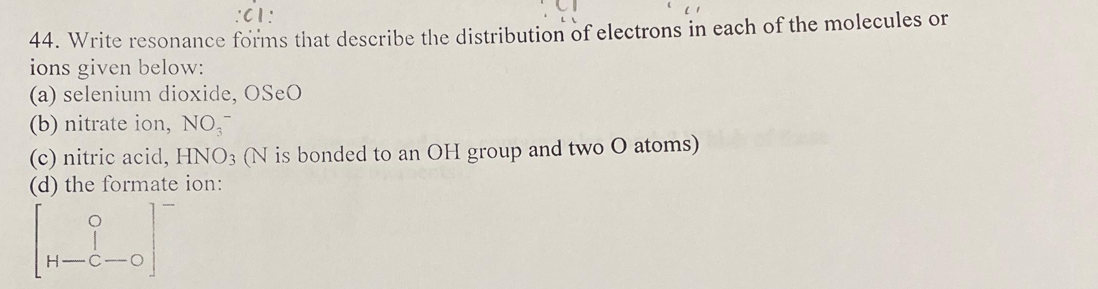 Solved Write resonance forms that describe the distribution | Chegg.com