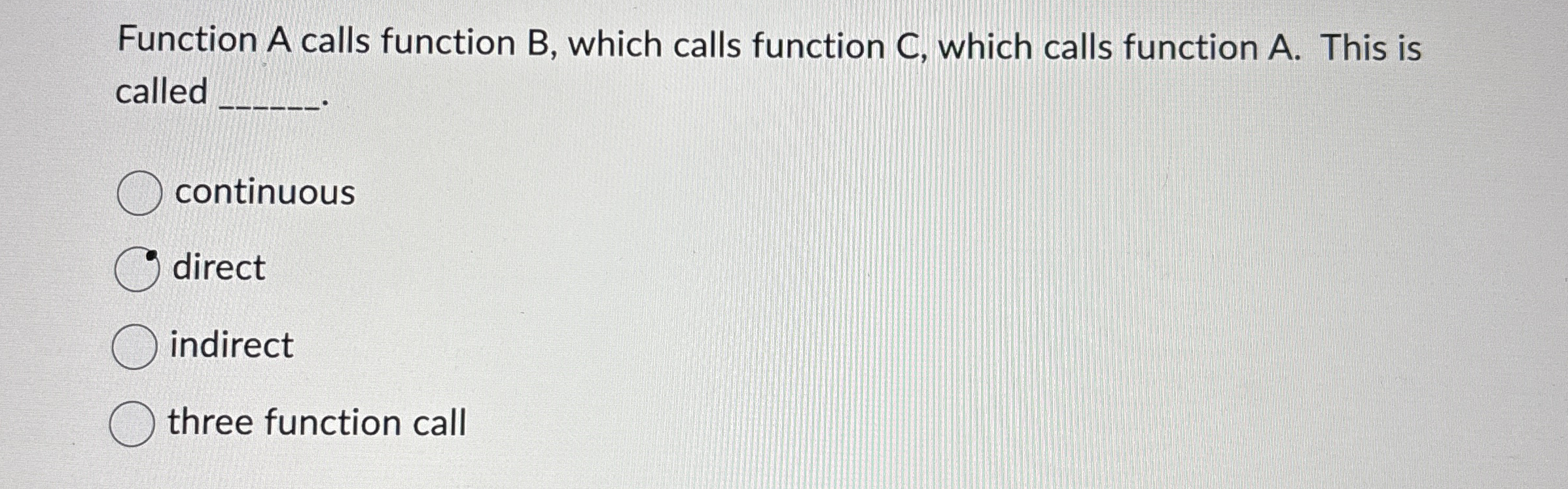 Solved Function A calls function B, ﻿which calls function C, | Chegg.com