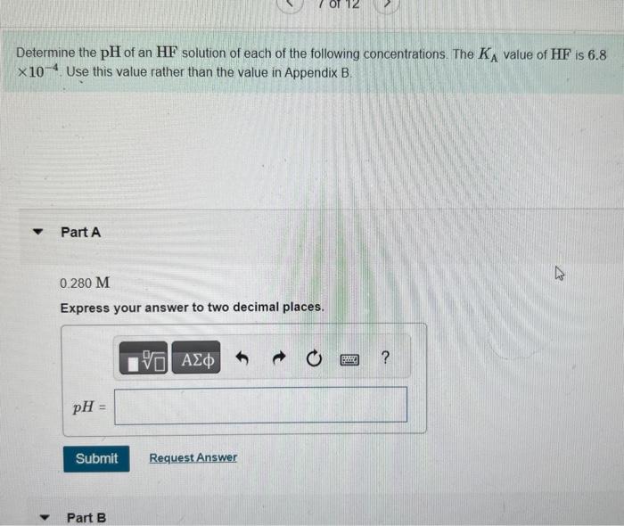 Solved Determine the pH of an HF solution of each of the | Chegg.com