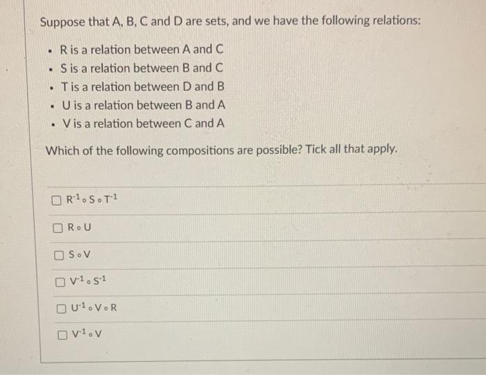 Solved Suppose that A, B, C and D are sets, and we have the | Chegg.com