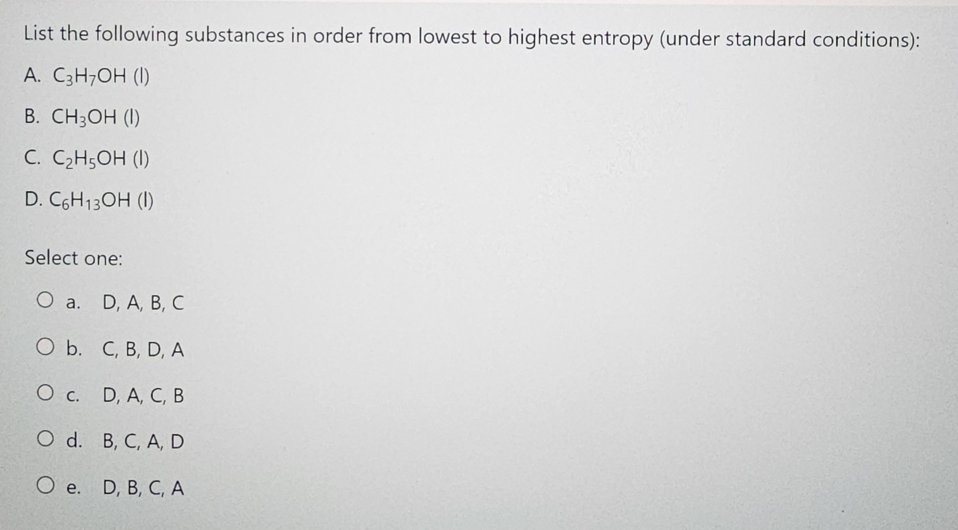 Solved List the following substances in order from lowest to | Chegg.com