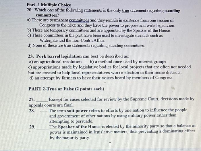 Solved Part -1 Multiple Choice 20. Which one of the | Chegg.com