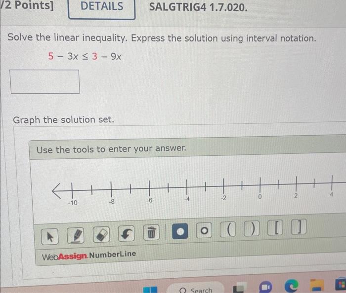 Solved solve the linear inequality and express the solution | Chegg.com