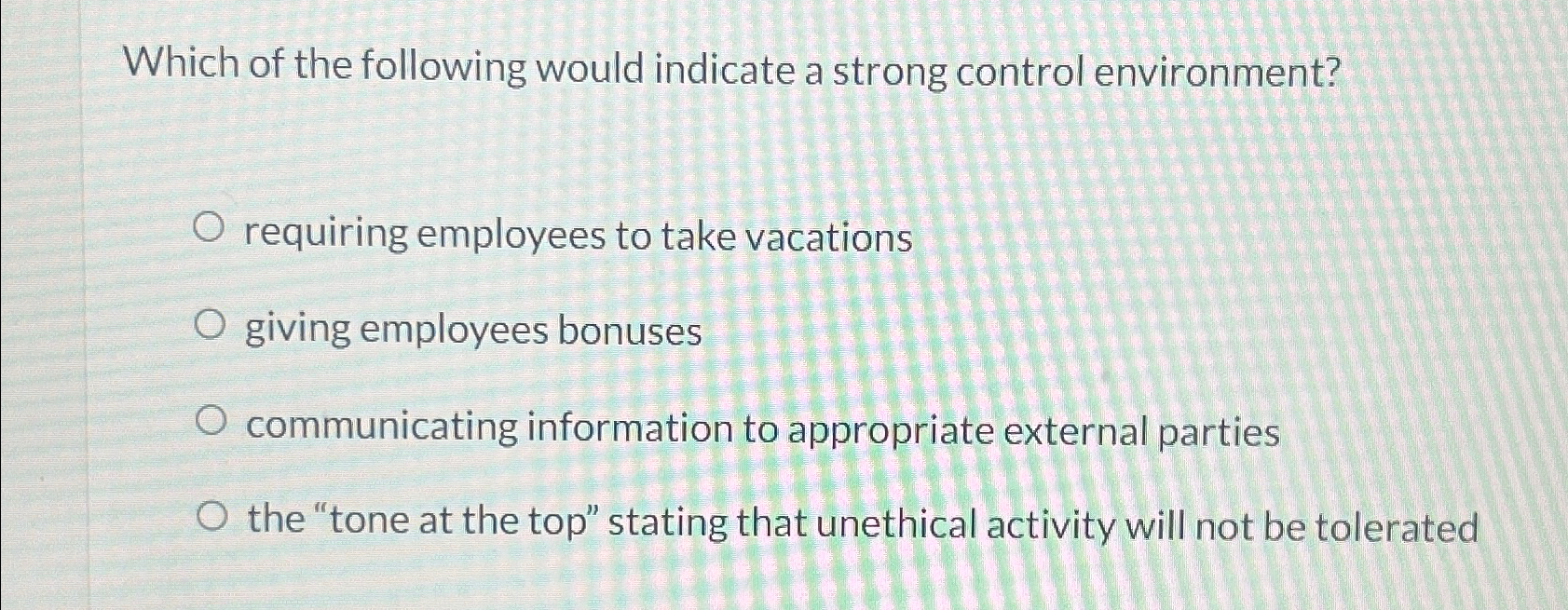 Solved Which of the following would indicate a strong | Chegg.com