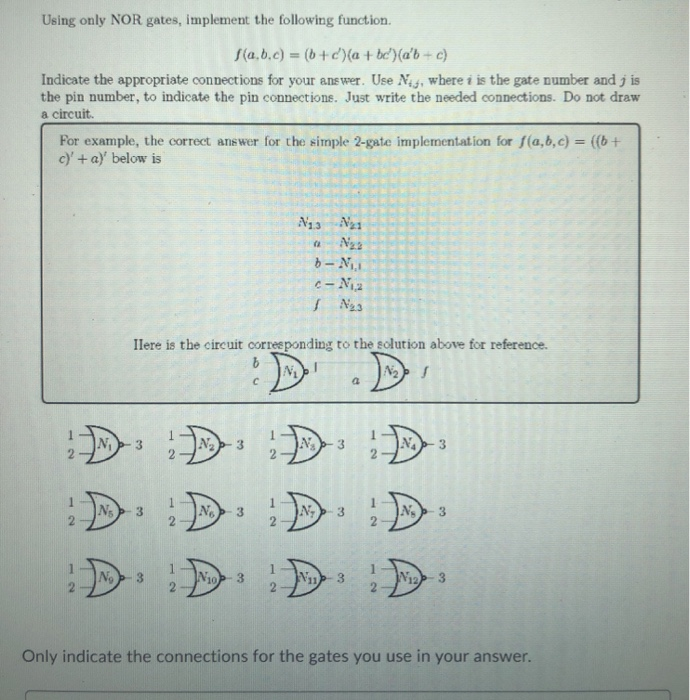 Solved Using only NOR gates, implement the following | Chegg.com