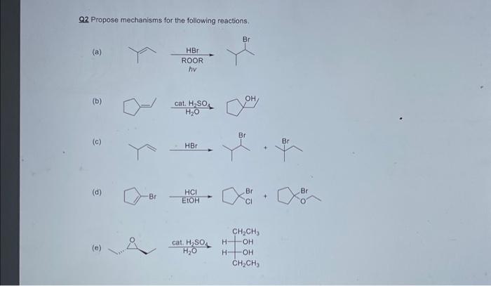 Solved Q2 Propose mechanisms for the following reactions. | Chegg.com