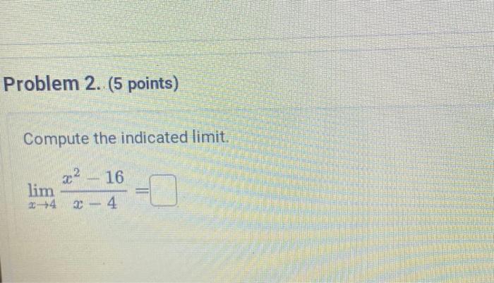 Solved Compute the indicated limit. limx→4x−4x2−16= | Chegg.com