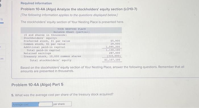 Solved Required information Problem 10-4A (Algo) Analyze the | Chegg.com