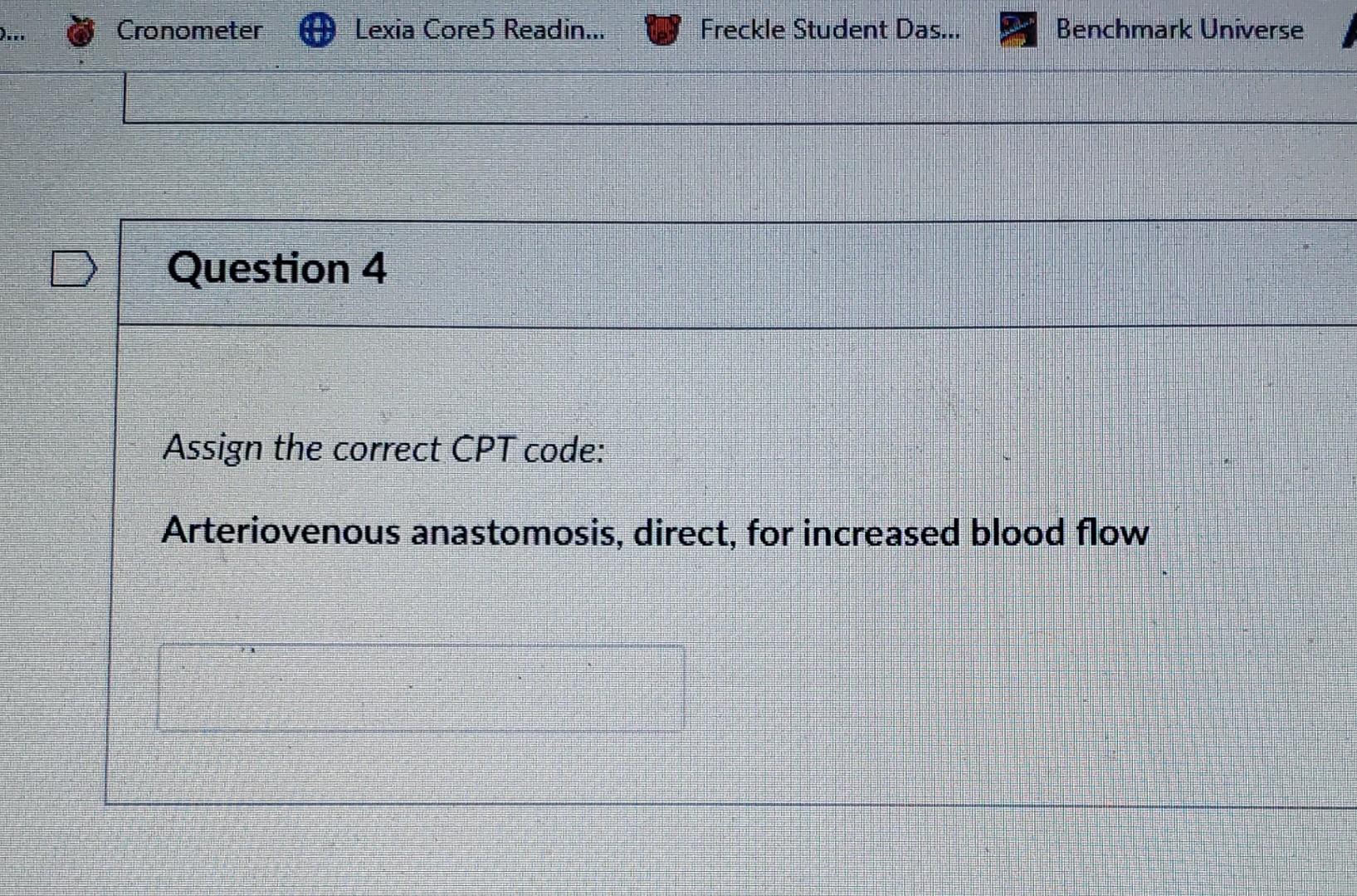 Solved Assign the correct CPT code: Arteriovenous | Chegg.com