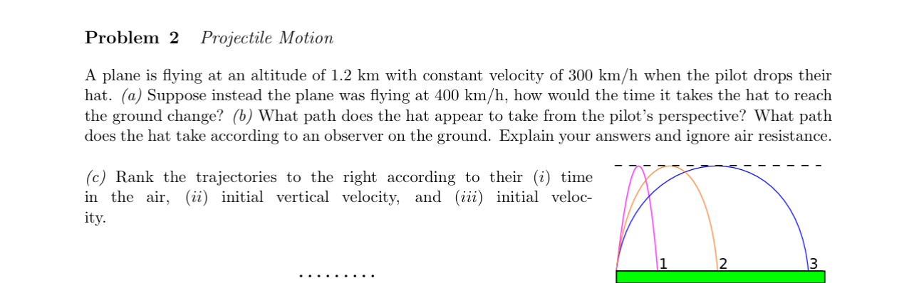 Solved Problem 2 ﻿Projectile MotionA plane is flying at an | Chegg.com