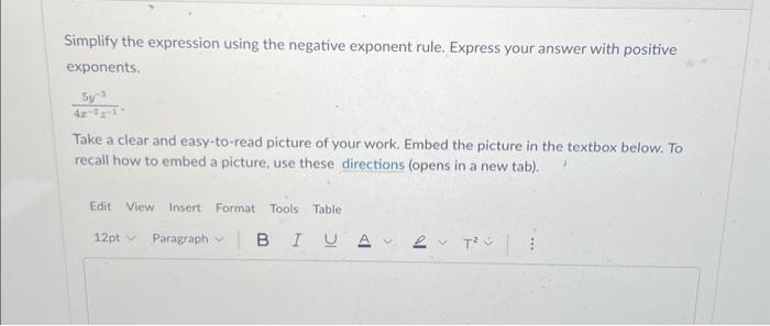 Solved Simplify the expression using the negative exponent | Chegg.com