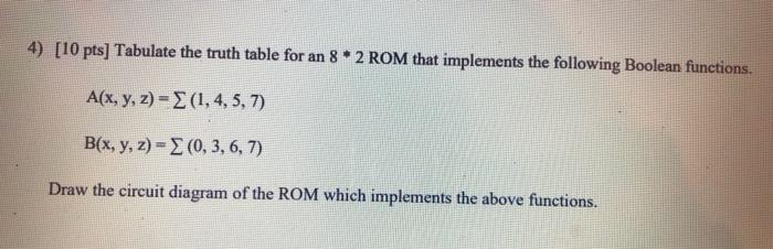 Solved 4) [10 pts] Tabulate the truth table for an 8 * 2 ROM | Chegg.com
