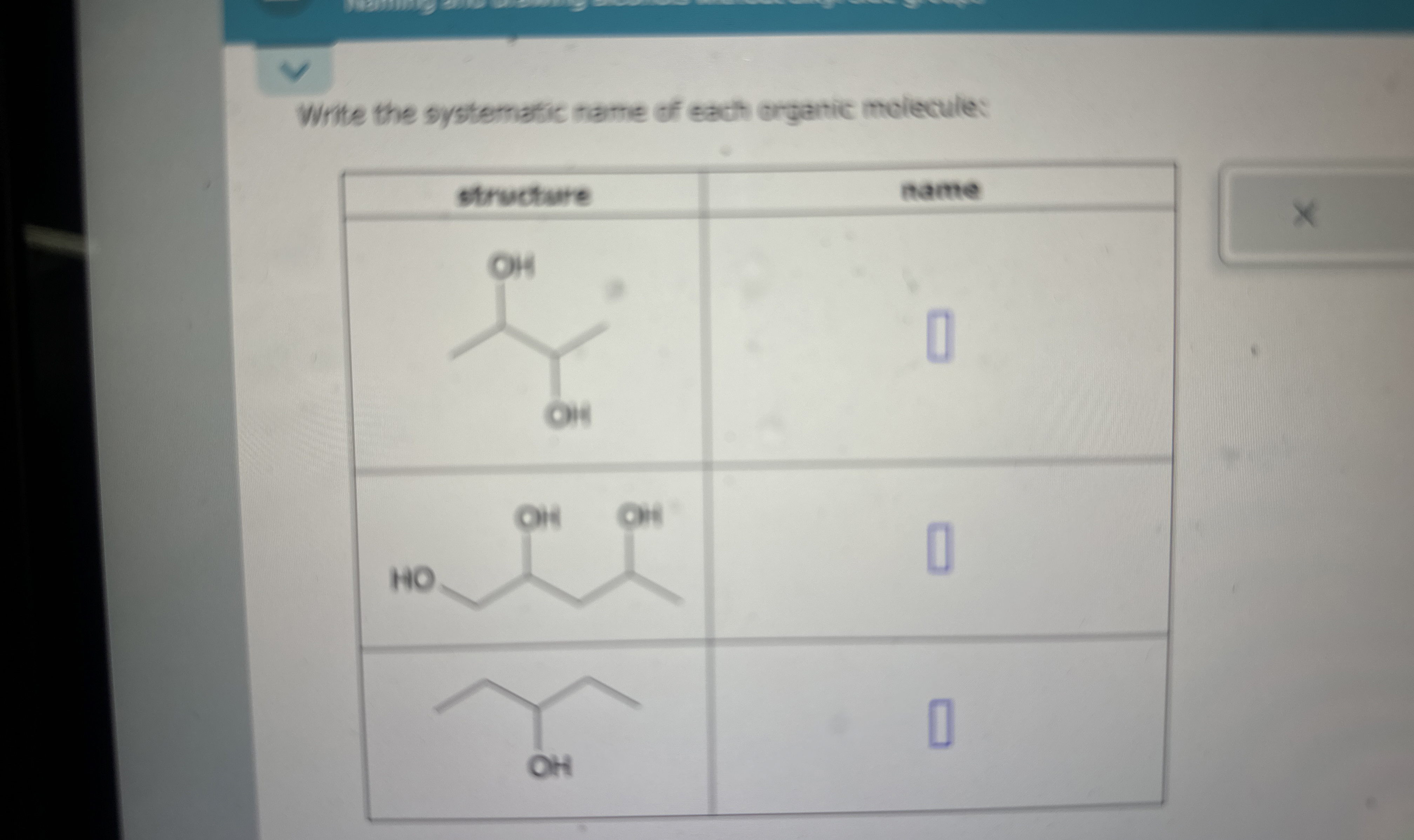 Solved Write the systematic name of each organic | Chegg.com