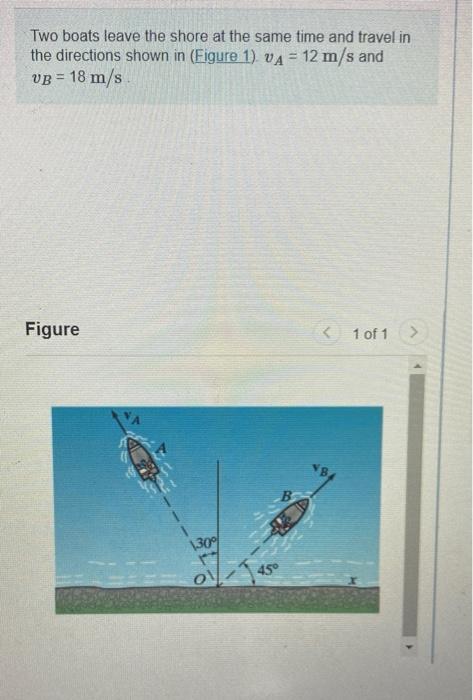 Solved Two boats leave the shore at the same time and travel | Chegg.com