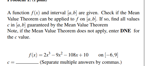 Solved A function \\( f(x) \\) and interval \\( [a, b] \\) | Chegg.com