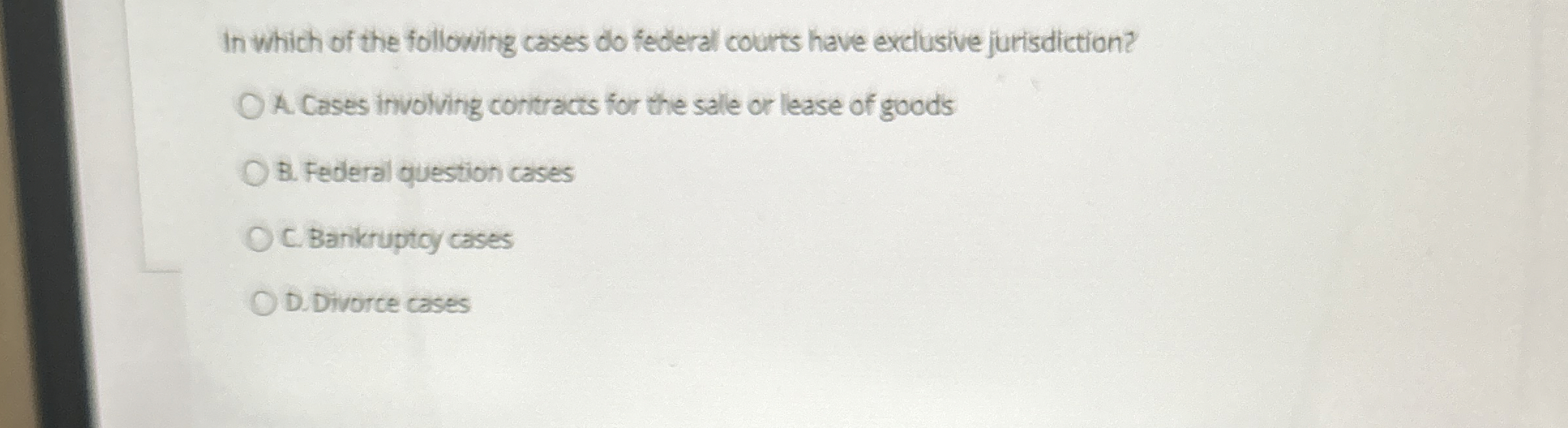 Solved In which of the following cases do federal courts | Chegg.com